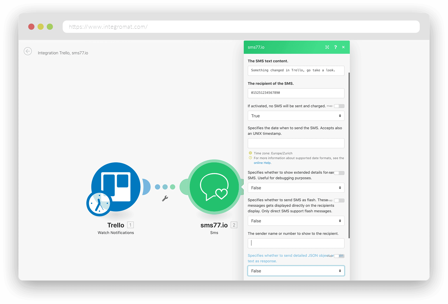 Integromat: sms77 app available now | seven.io