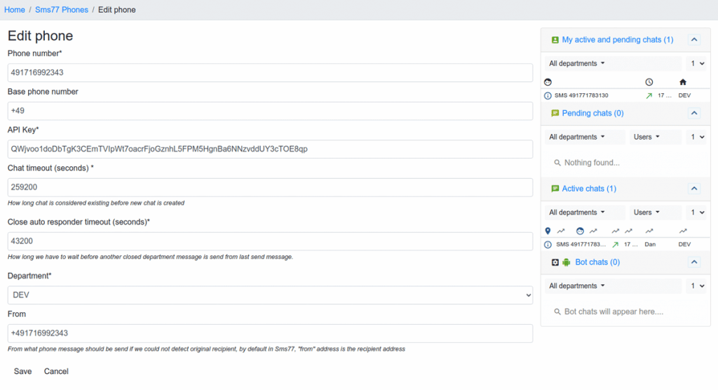 SMS-Versand in Live Helper Chat integrieren | seven.io