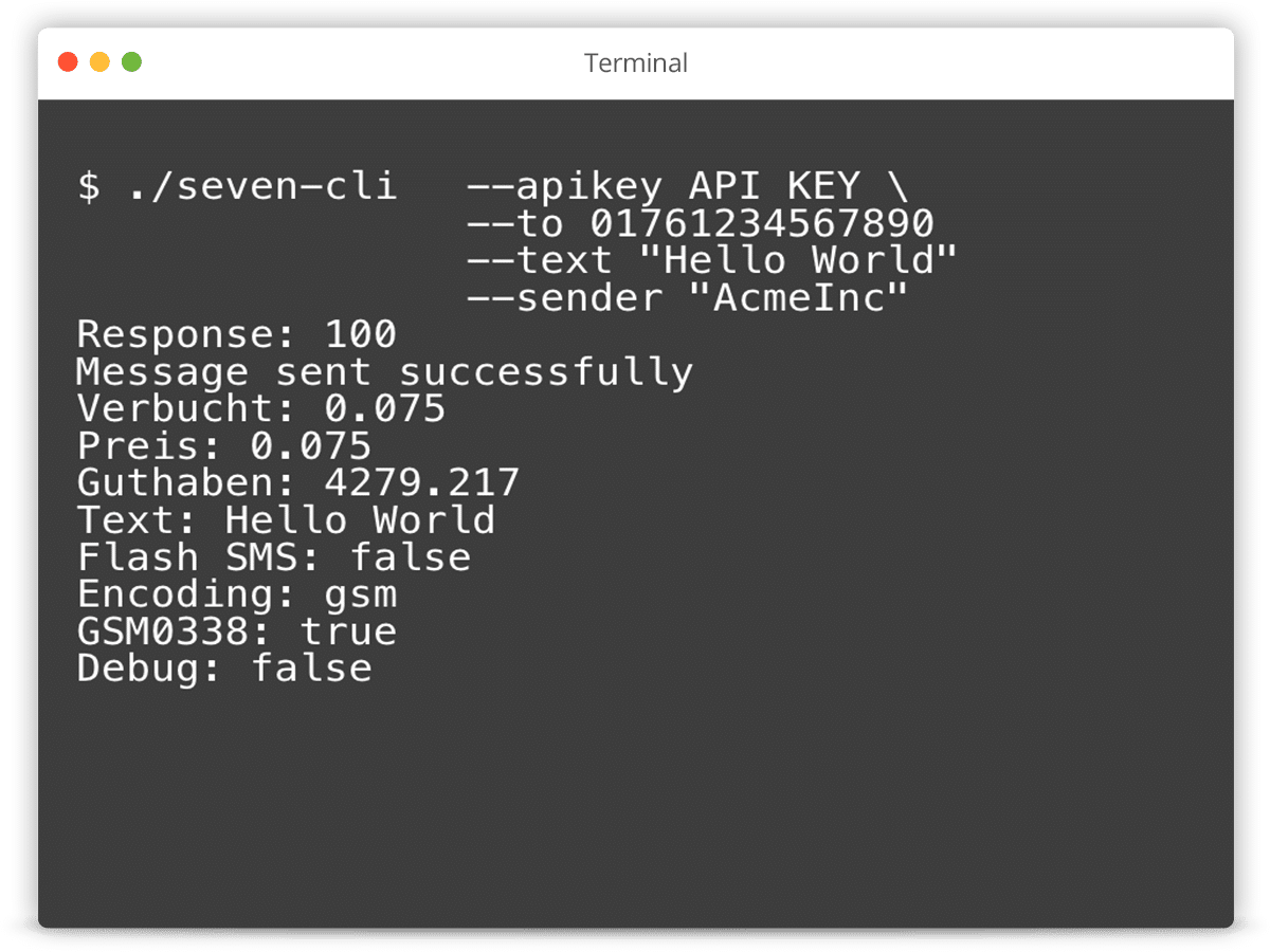 seven-cli | Send SMS from the command line | seven.io